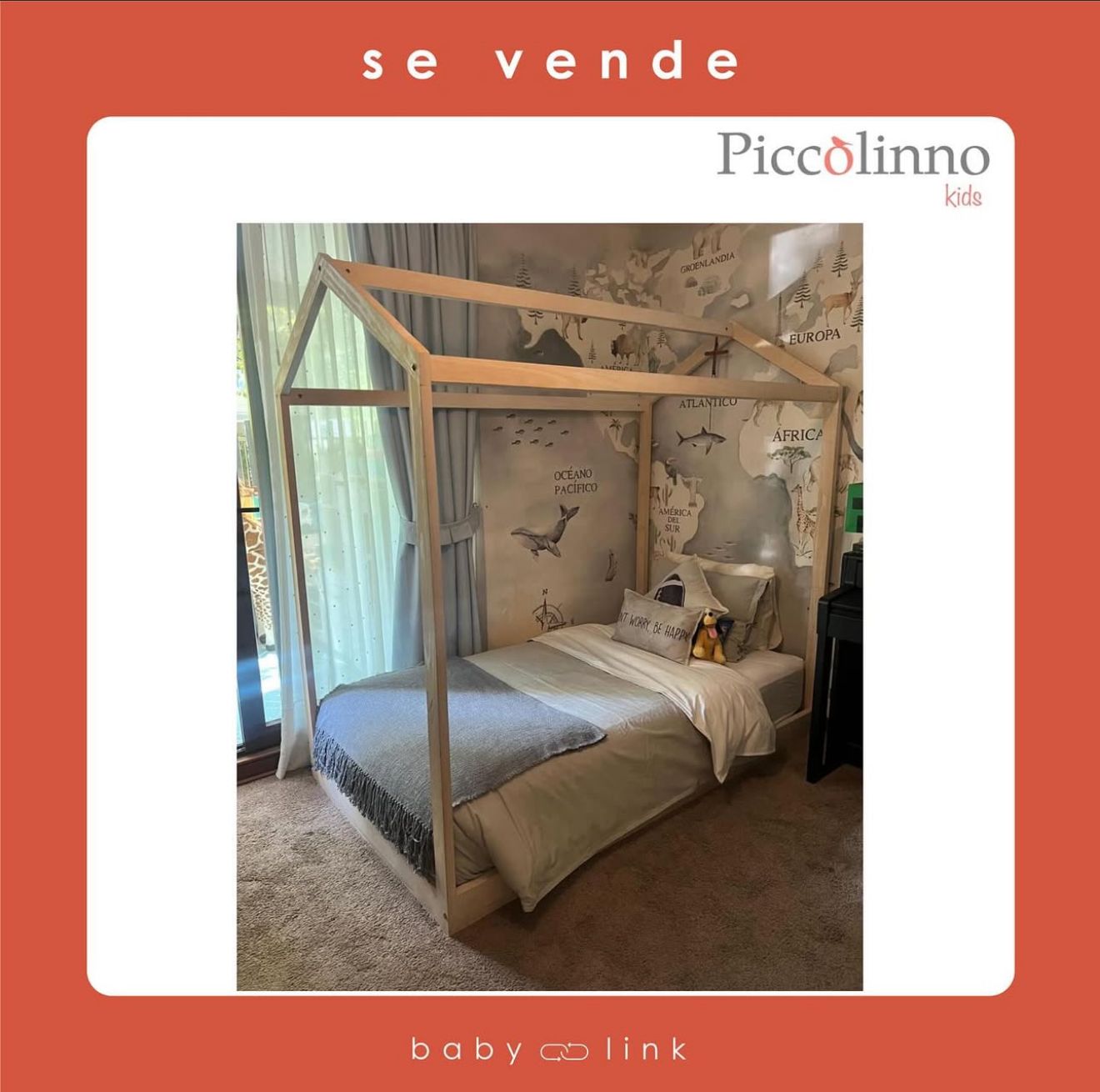 (COD:BB16350) CAMA CASITA PICCOLINNO + COLCHON ROSEN - BABYLINK SPA